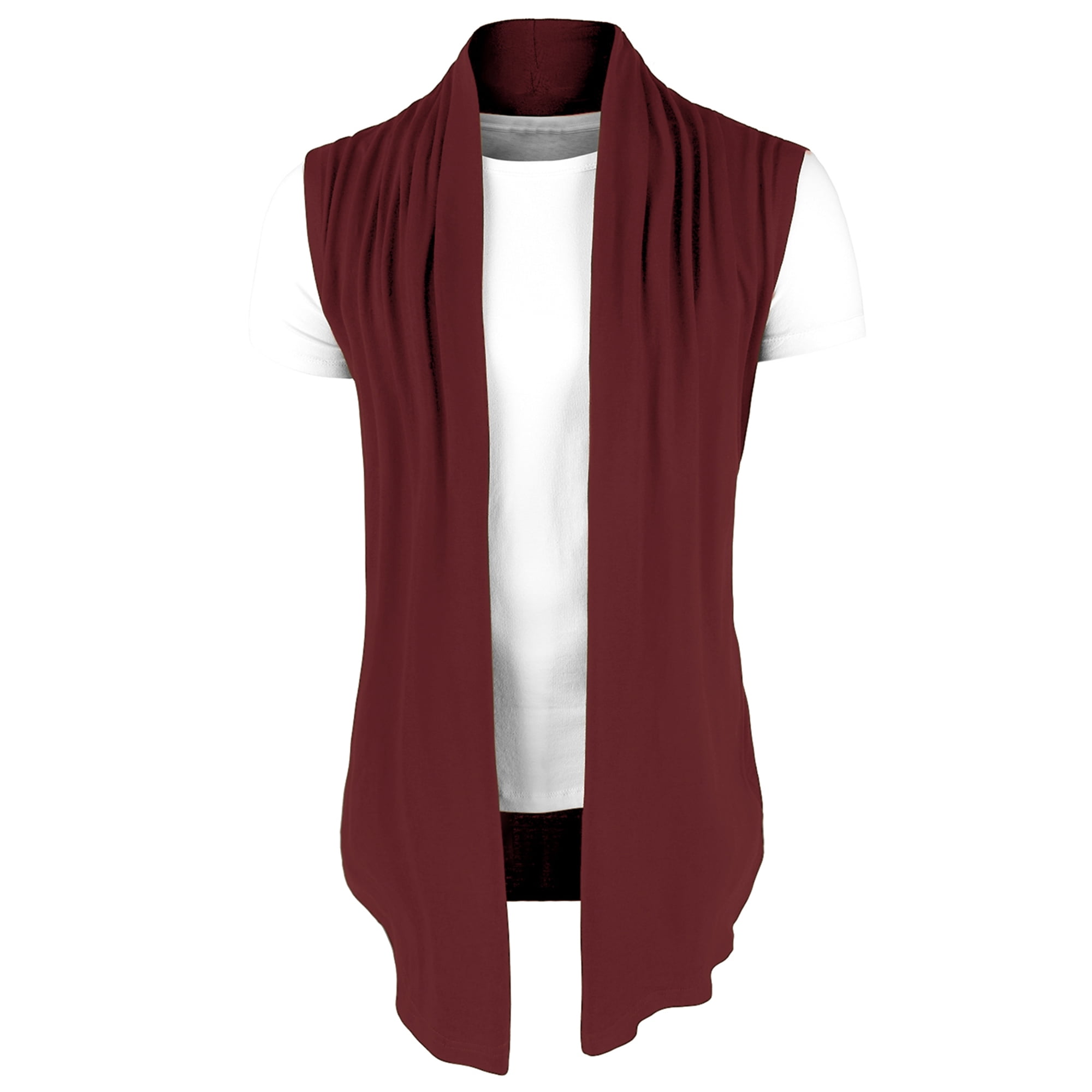 Click here for Inspire Chic Mens Vest Open Front Asymetric Hem Sl... prices