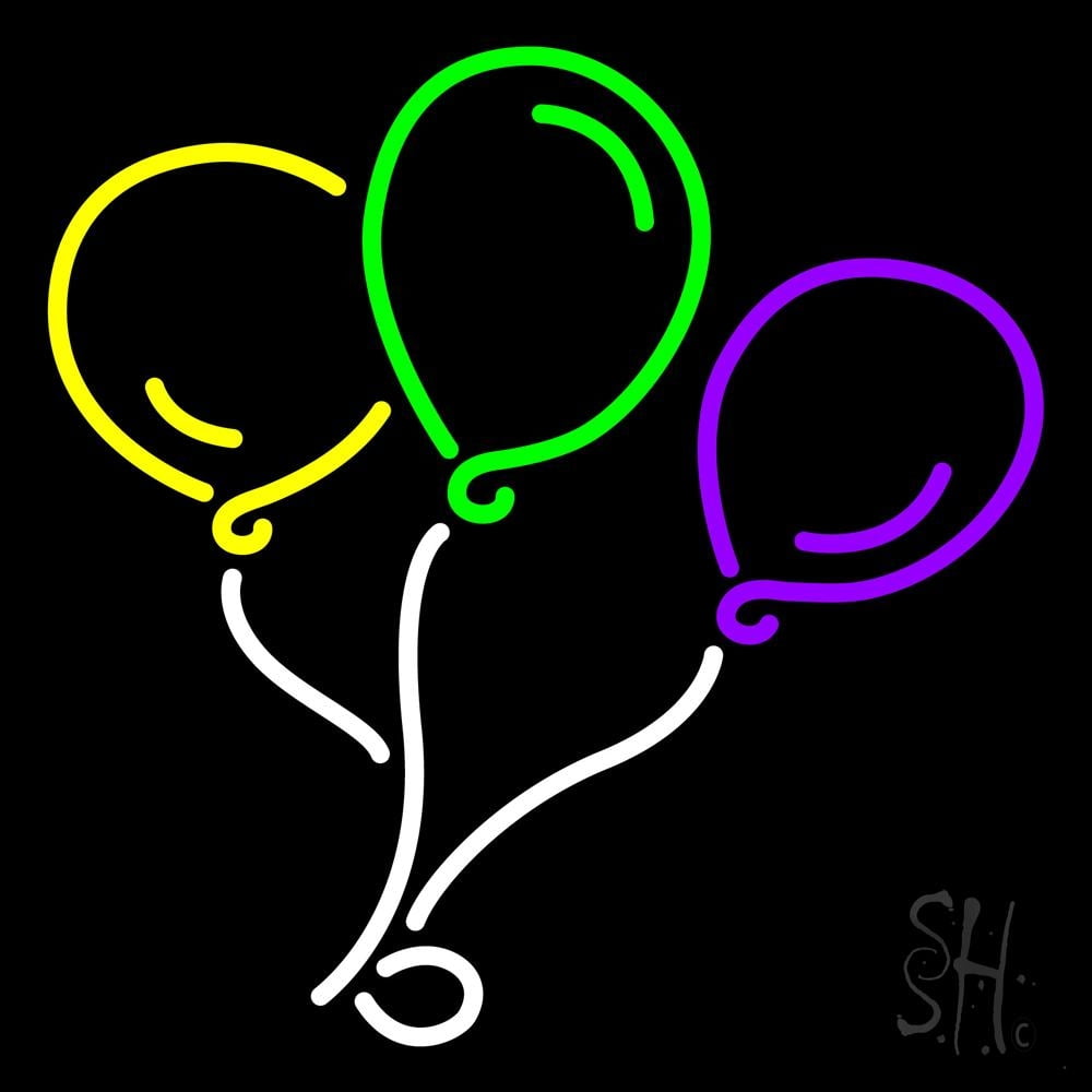 Balloon Logo LED Neon Sign 24" Tall x 24" Wide - inches, Black Square ...