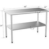 Ktaxon 48''x24'' Stainless Steel Prep & Table, Commercial Kitchen ...