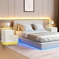 DEXTRUS L-Shaped LED Nightstand, Modern Bedside Table with 2 Drawers ...