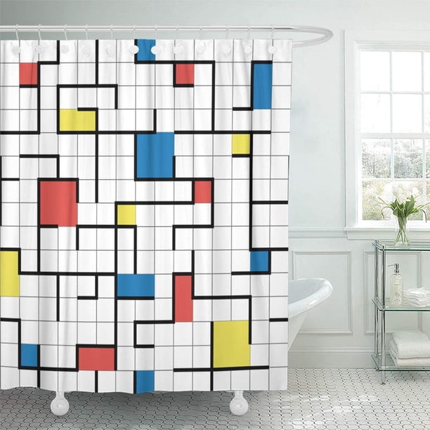 BSDHOME Motif géométrique abstrait Mondrian coloré dans un style rétro ...