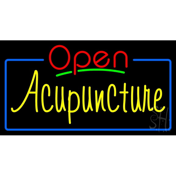 Red Optometric Blue Lines LED Neon Sign 13 x 32 - inches, Black Square ...