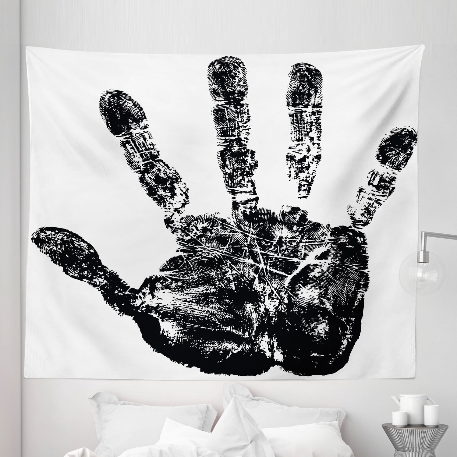 Modern Tapestry, Hand Print with Human Fingers in Grunge Motley ...