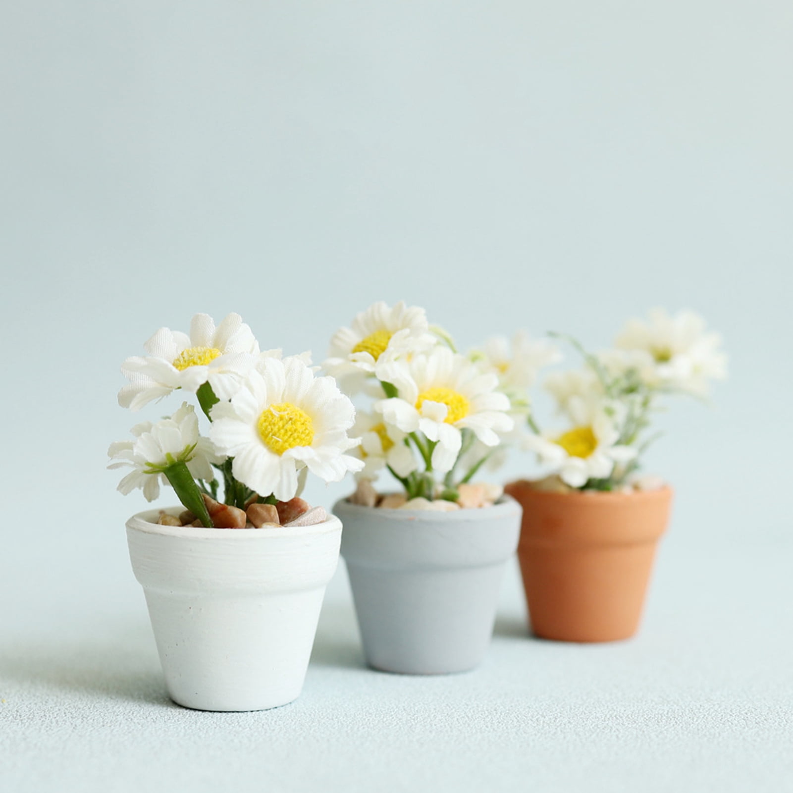 Hesroicy 1:6/1:8 Mini Potted Plant Realistic Decorative Ceramic Pot ...