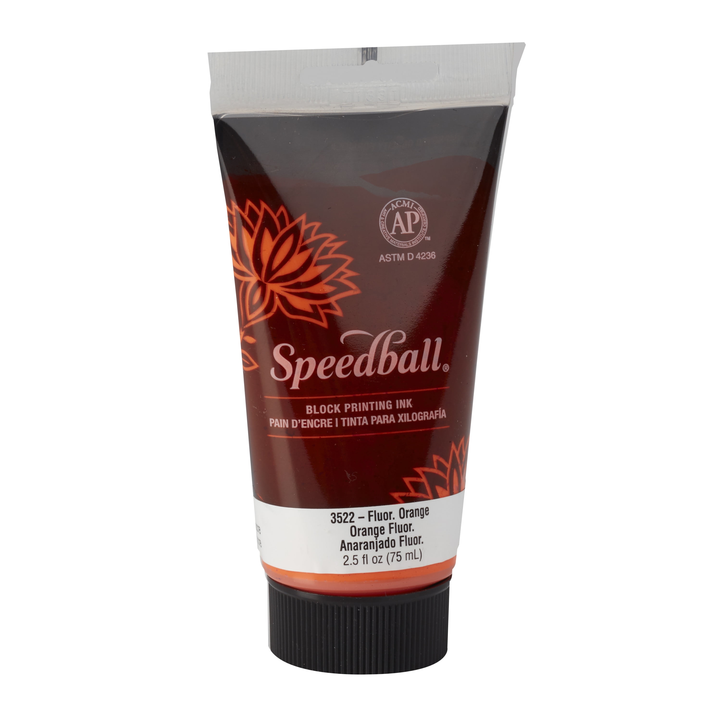 Speedball Block Printing Ink, Water-Based, 2.5 oz., Fluorescent Orange ...