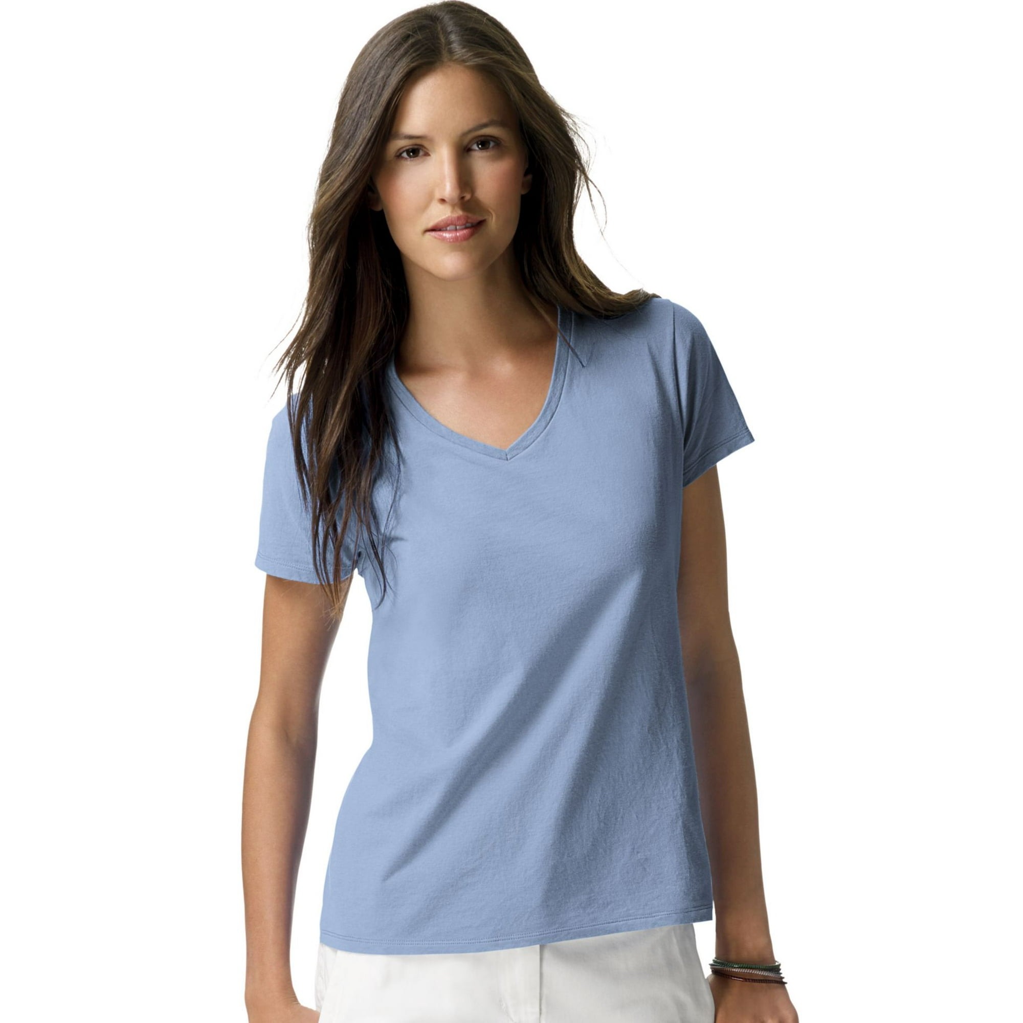 Click here for Hanes Womens Nano-T V-Neck T-Shirt  2xl  Light Blu... prices