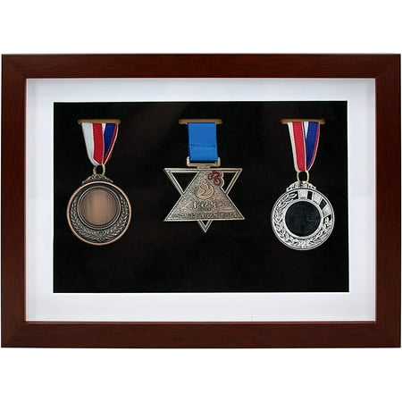 Medal Display Shadow Box Frame, 3 Medals Display Case, 3D Wooden Medal ...