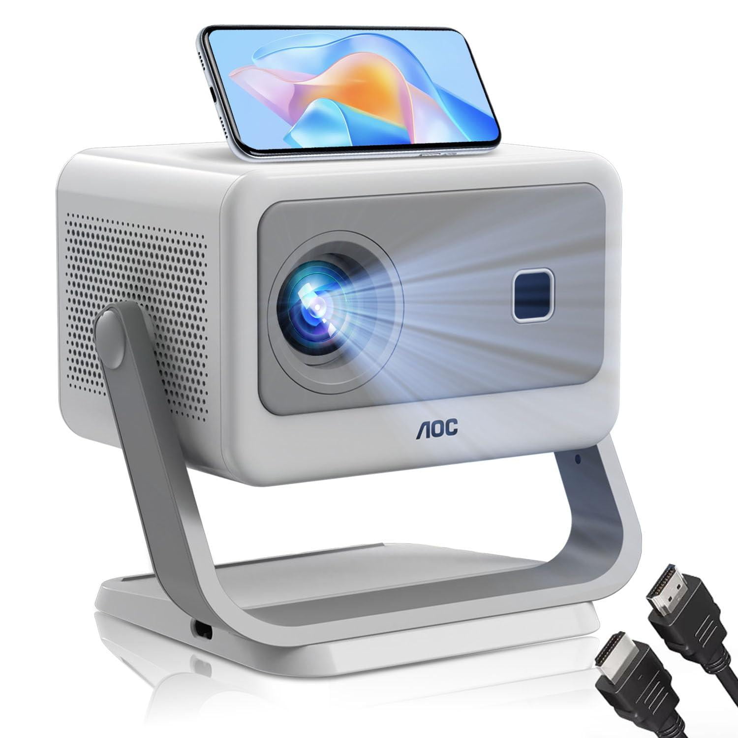 AOC Mini proyector, portátil Compatible con 4K,12000 lúmenes,Enfoque eléctrico, WiFi y Bluetooth ...