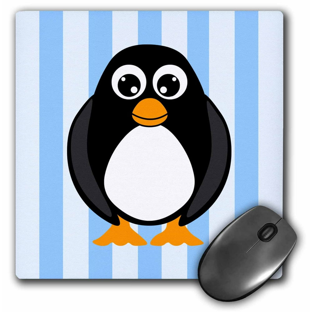 3dRose Cute Penguin with Blue Stripes, Mouse Pad, 8 by 8 inches ...