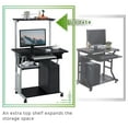 CodYinFI 3 Tier Computer Desk, Portable with Wheels, Durable Metal ...