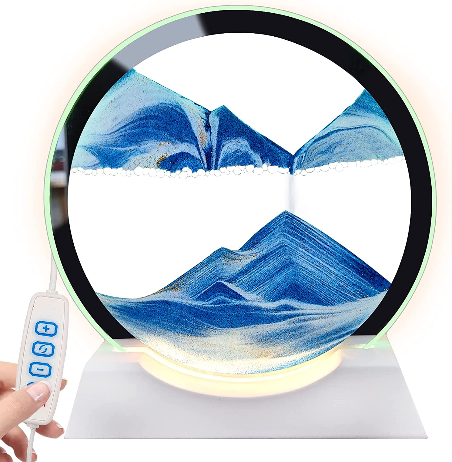 Aoderun Moving Sand Art Lamp with White Wooden Frame 3D Color Quicksand ...