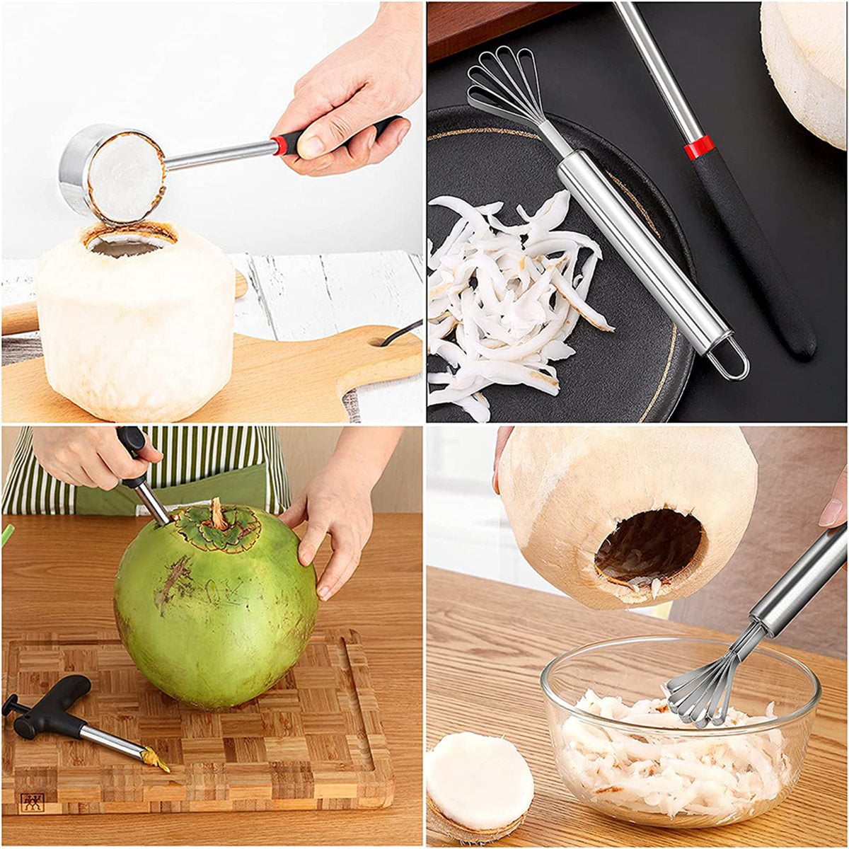 5Pack Coconut Opener Tool Set for Young Coconut Stainless Steel Coconut ...