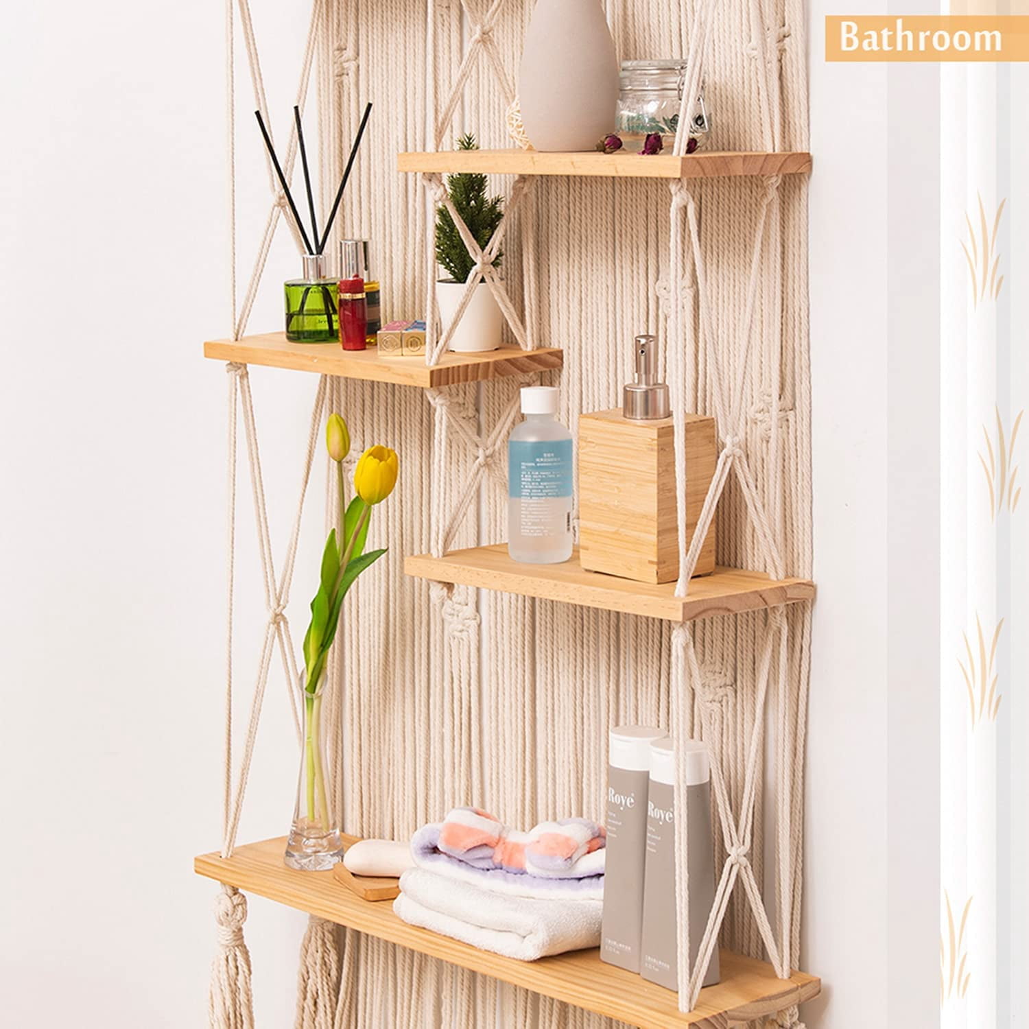 Boho Hanging Rope Shelf Home & Living Shelving Storage & Organization ...