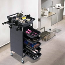 Reshable Beauty Salon Trolley with 3 Drawers, 3 Hair Dryer Holders ...