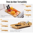 Bamboo Couch Tray 2-in-1 Flat Sofa Organizer For Snacks Drinks Remotes ...