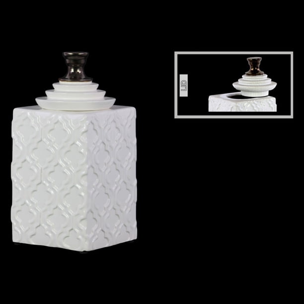 Urban Trends Square Ceramic Canister with Step Lid - Walmart.com