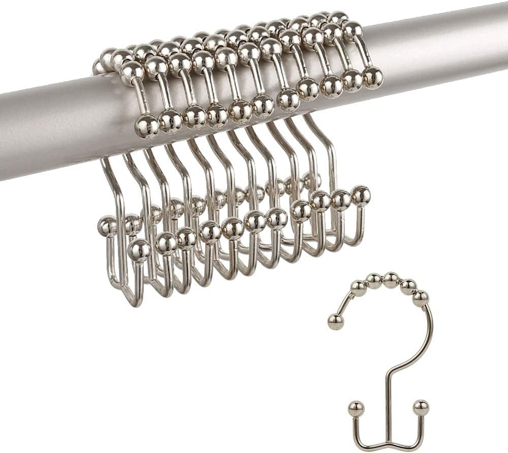 Rustproof Steel Shower Curtain Hooks Rings ,Stainless Steel Double ...