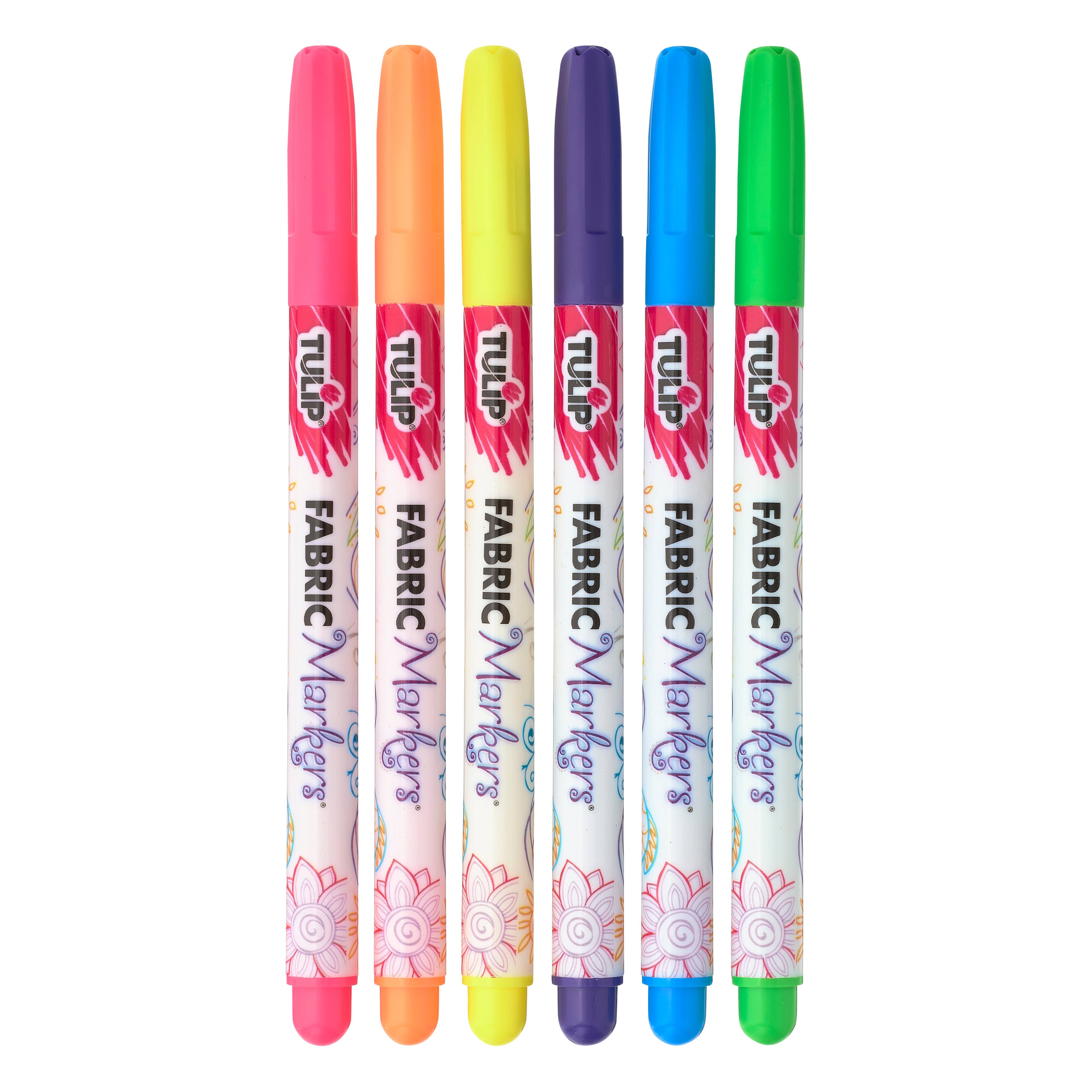12 Packs: 6 ct. (72 total) Tulip® Fabric Markers® Fine Writers, Neon ...