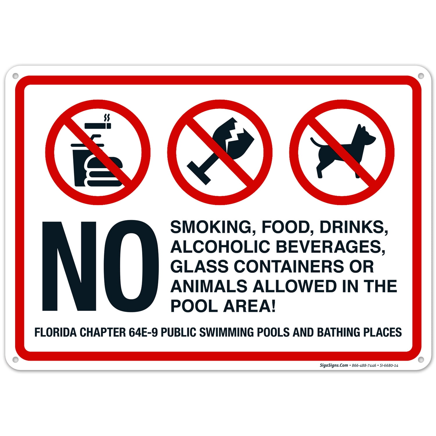 Florida Chapter 64E-9 Public Swimming Pools And Bathing Places Sign ...