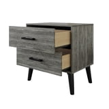 Castle Place Rustic 2 Drawers Wooden Nightstand, Dark Grey - Walmart.com