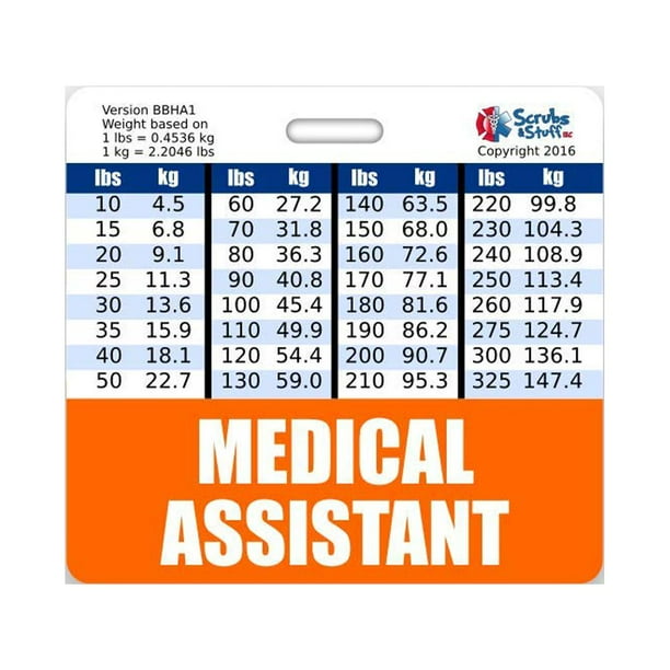 Medical Assistant Badge Buddy Horizontal wHeight & Weight conversion ...