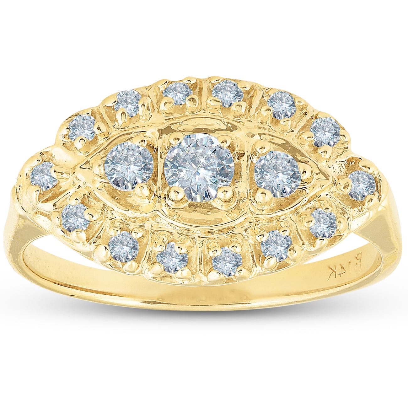 Women's Antique 14K Yellow Gold 1/2ct Diamond Right Hand Ring | Walmart ...