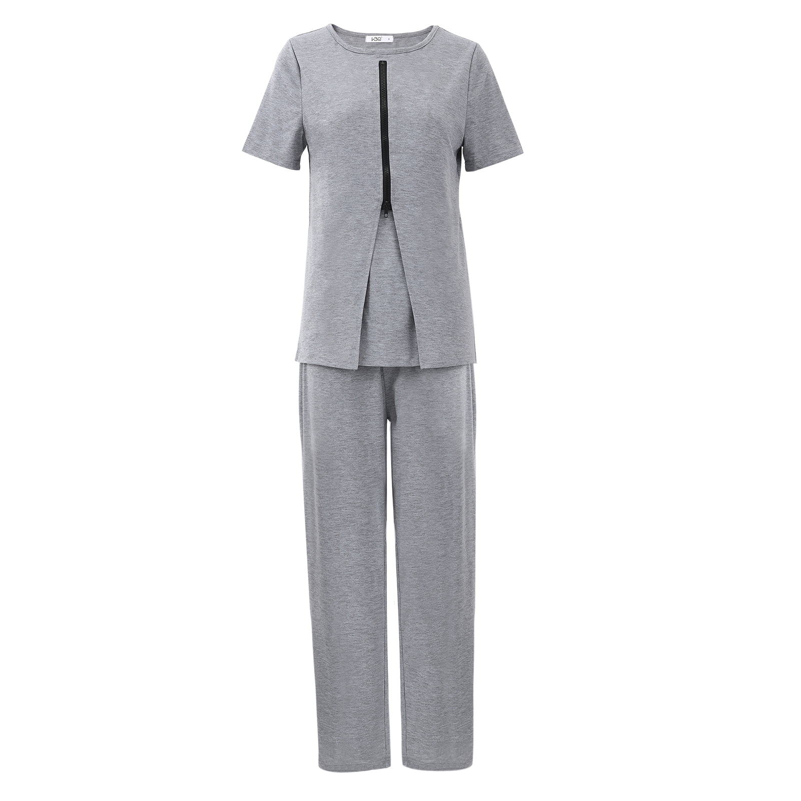 Wbq Womens Maternity Nursing Pajamas Set Zipper Breastfeeding