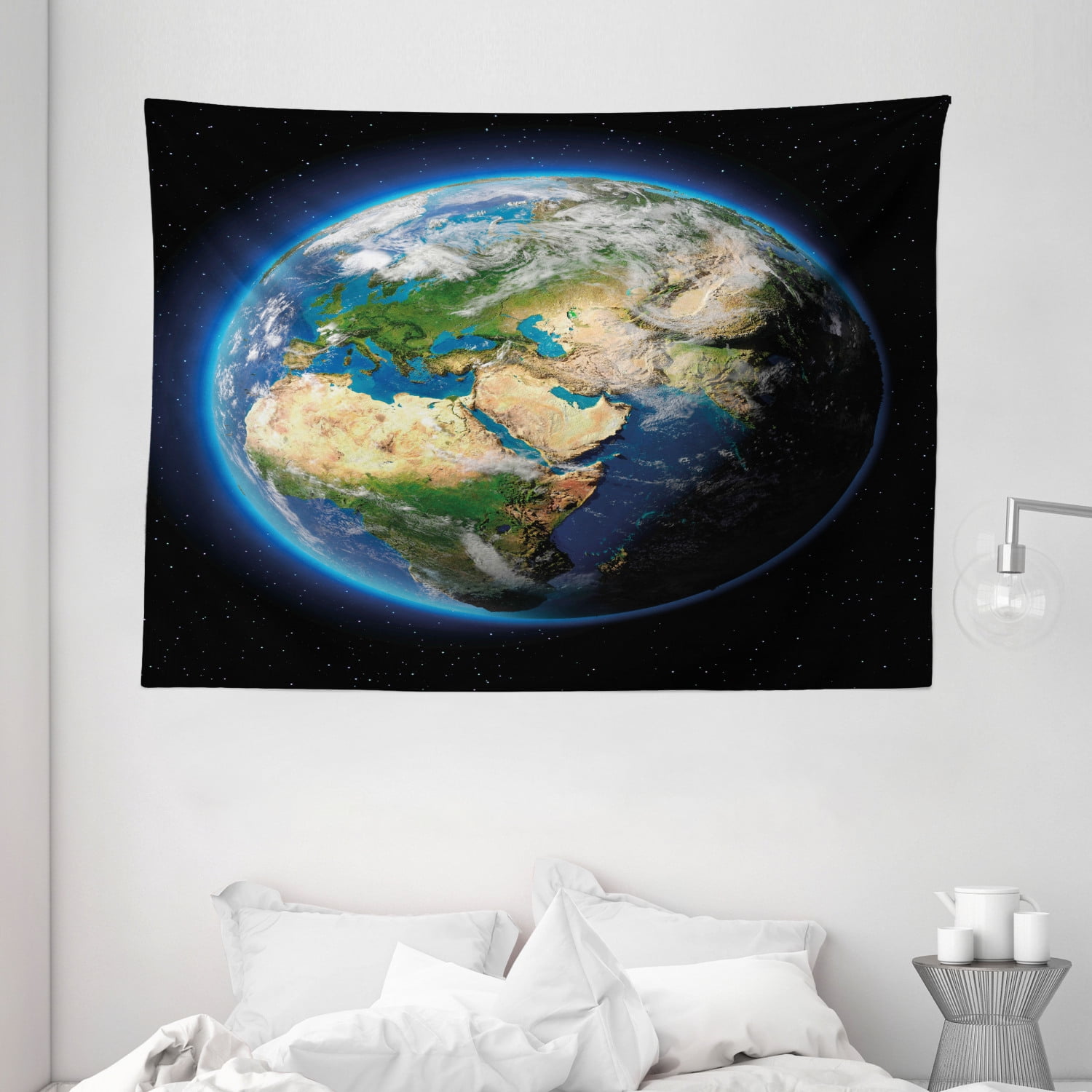 Earth Tapestry, Vivid Earth Globe with Blue Seas Greenery Volumetric ...