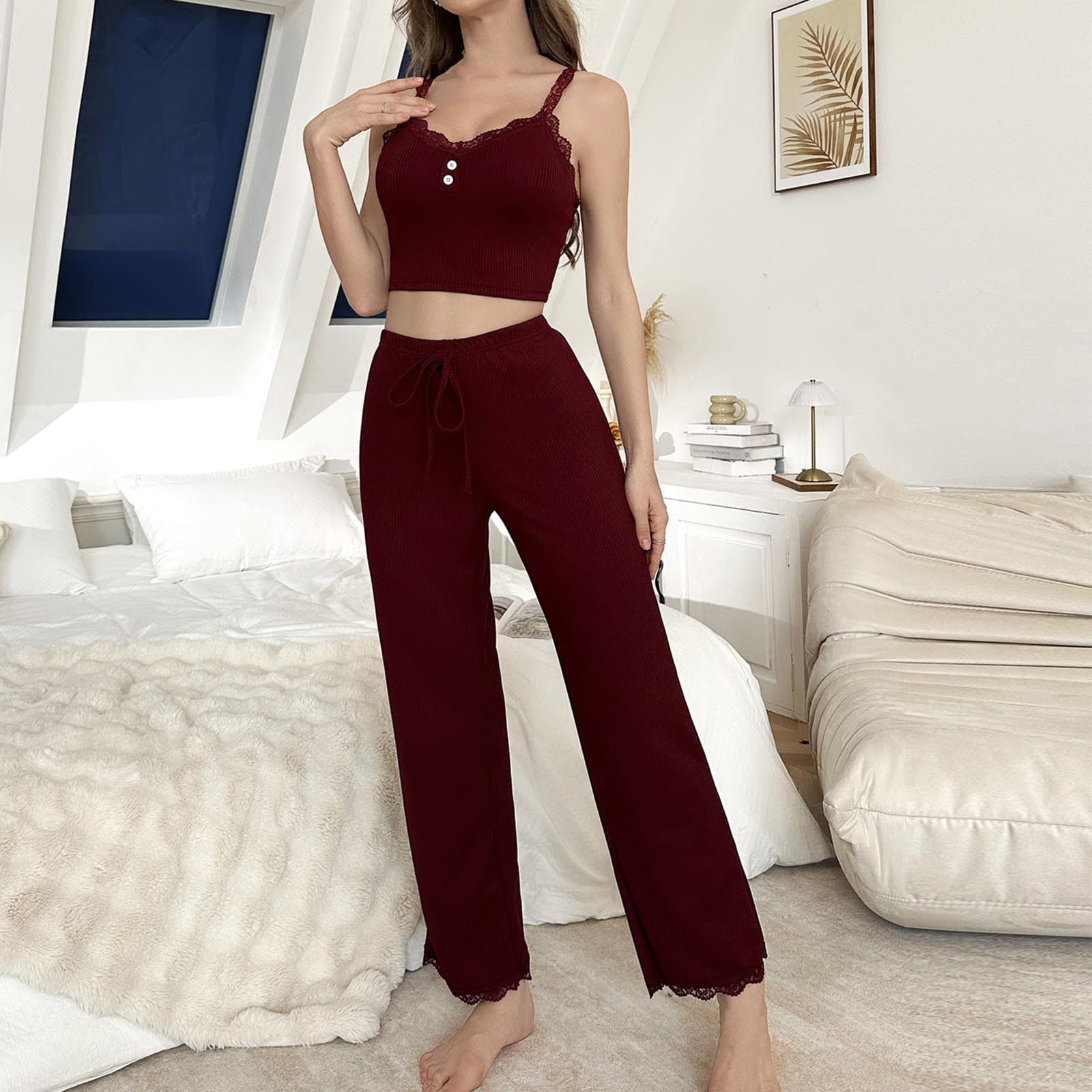 Click here for Asjyhkr Womens Ribbed Pajama Sets 2 Piece Sleepwea... prices