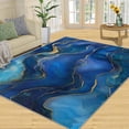 Blue Gold Marble Texture Modern Abstract Area Rug for Living Room ...