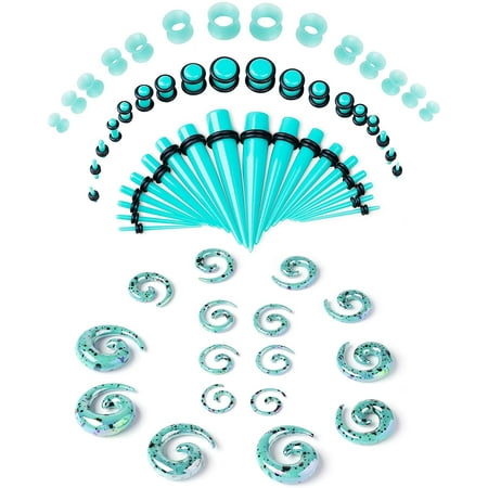 Ear Stretching Kit 54-66Pcs Acrylic Tapers and Plugs Spiral Tapers ...