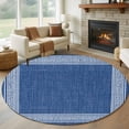 8ft Round Rug Dark Blue Retro Greek Key Area Rugs for Living Room ...