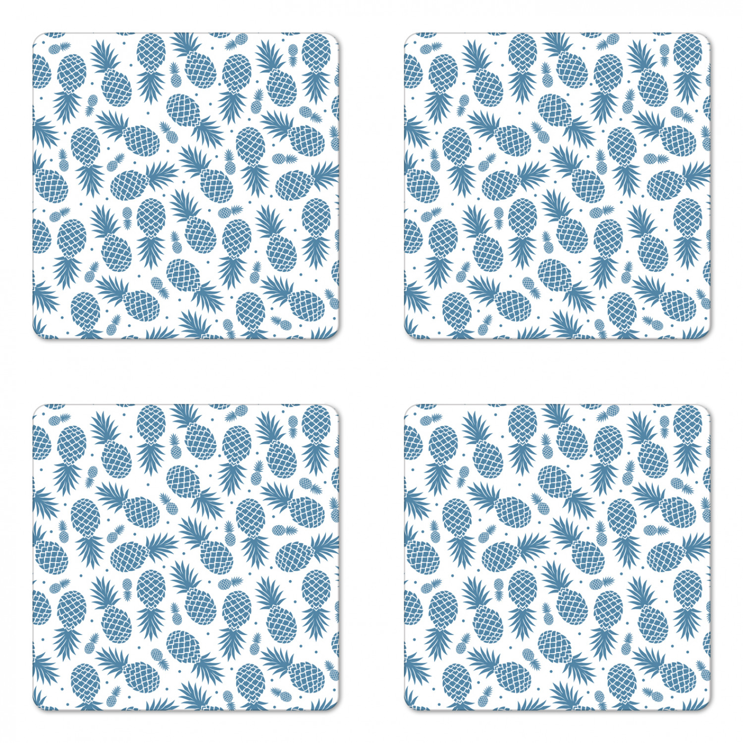 Pineapple Coaster Set of 4, Island Themed Minimalistic Multi-Sized ...