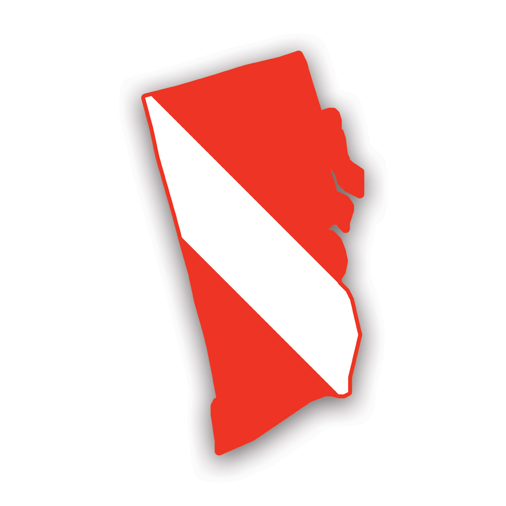 Rhode Island State Shaped Diver Down Flag Sticker Decal - Self Adhesive Vinyl - Weatherproof ...