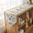 Blue Floral Table Runner Linen Burlap Table Runner 108 Inches Long ...