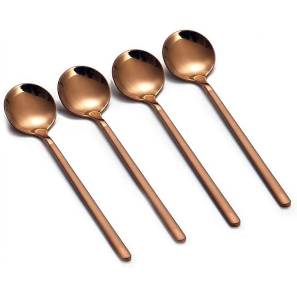 Espresso Spoons Set of 8 Matte Rose Gold Frosted Handle Stainless Steel ...