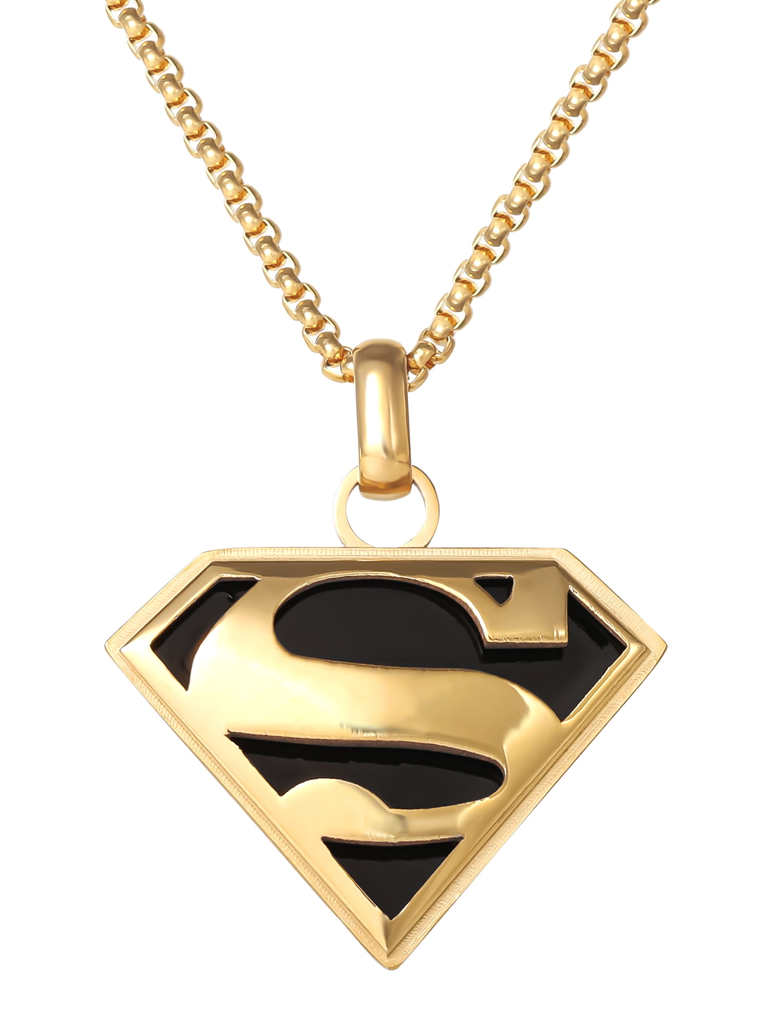 DC Comics Men’s Stainless Steel Superman Logo Pendant, 22” Chain ...