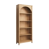 Prepac Ark 78" Tall 5-Tier Arched Bookcase in Natural Oak, Modern ...