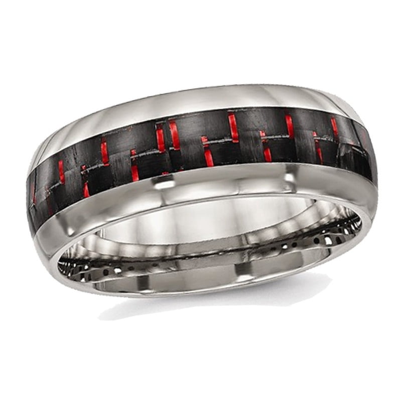 Click here for Gem And Harmony Polished Titanium With Red Carbon... prices