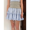 Blue Gingham Tiered Ruffle Mini Skirt A-Line Streetwear Casual Summer ...
