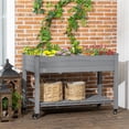 46.5" Solid Wood Elevated Raised Garden Bed with Lockable Wheels ...