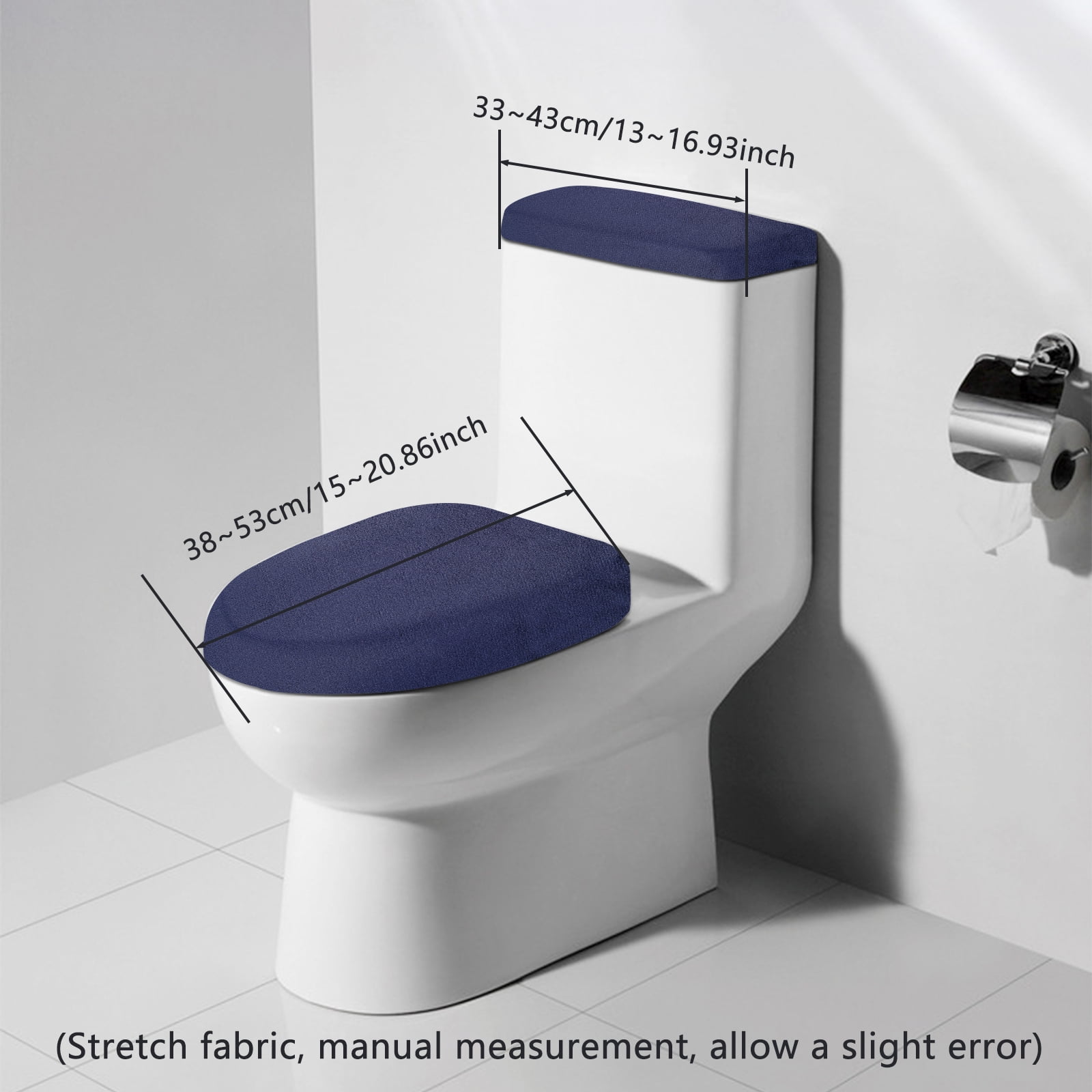 Toilet Tank Lid Cover Stretch Velvet Bathroom Toilet Cover Set Soft ...