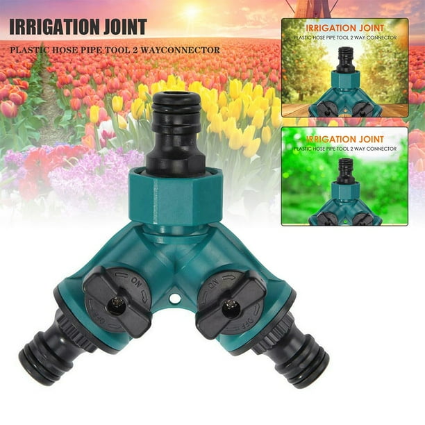 2 Way Garden Pipe Tap Connector Y Shape Hose Splitter Adaptor Valve ...