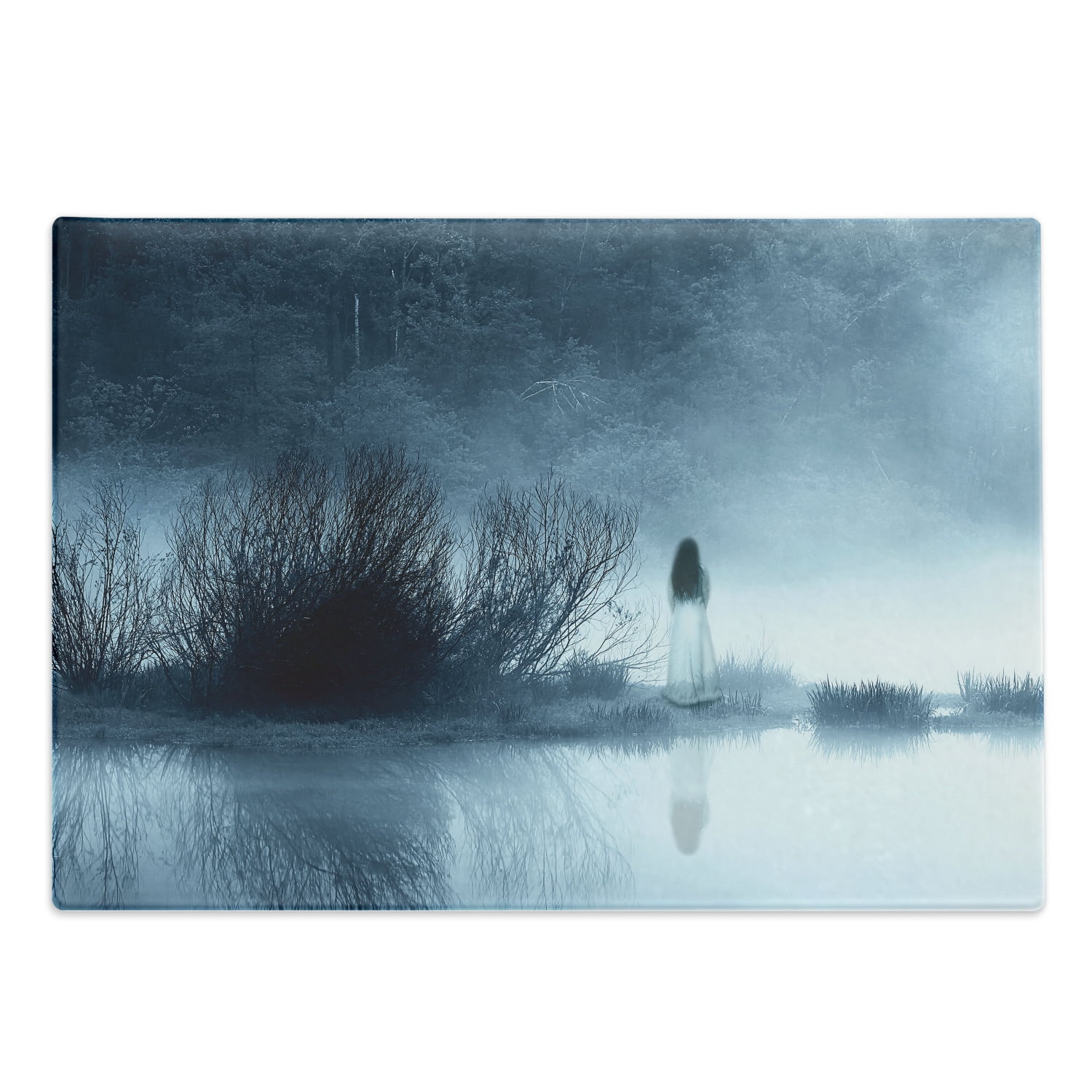 Horror House Cutting Board, Mysterious Women in Foggy Forest Bushes ...