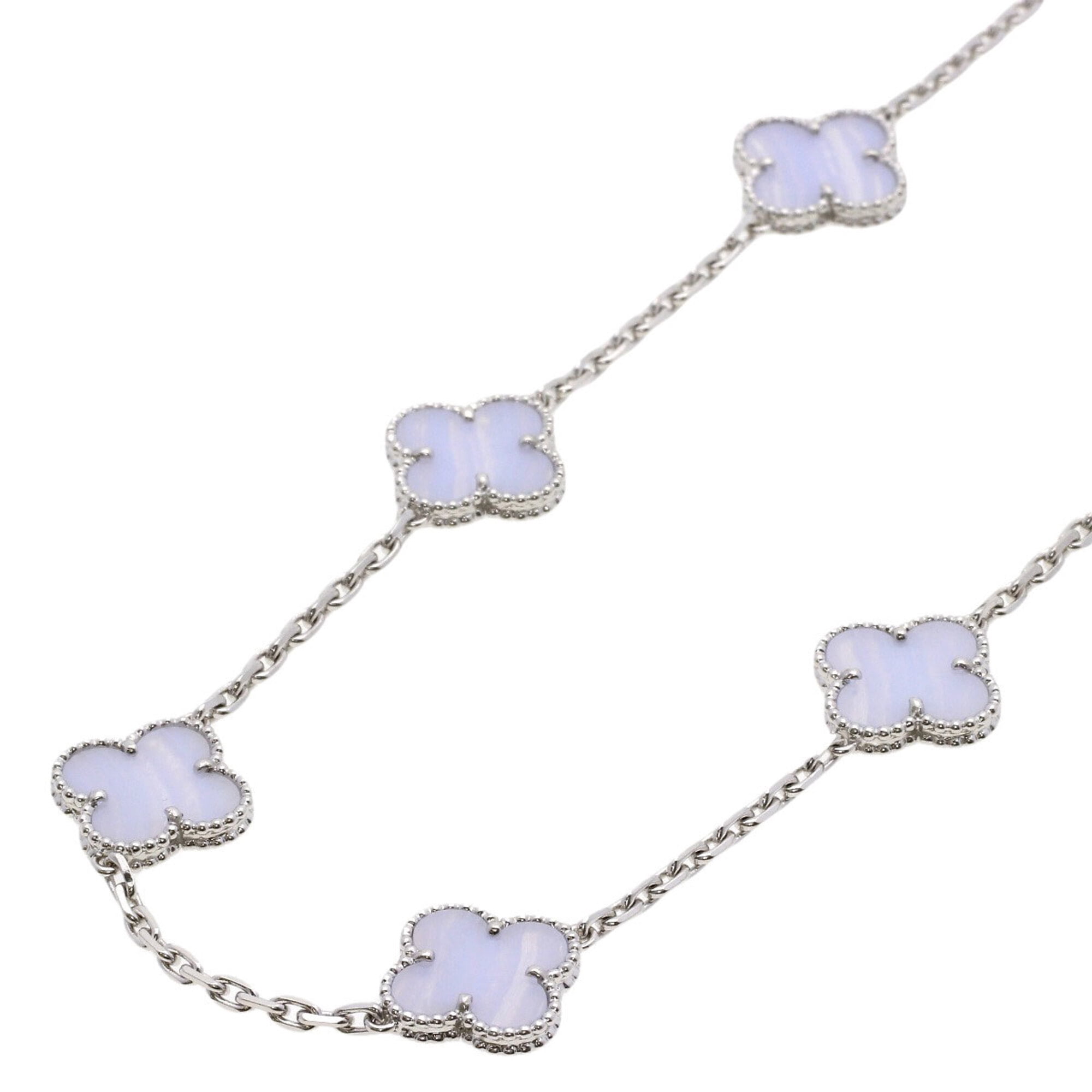 Pre-Owned Van Cleef & Arpels Vintage Alhambra 10P Chalcedony Necklace ...