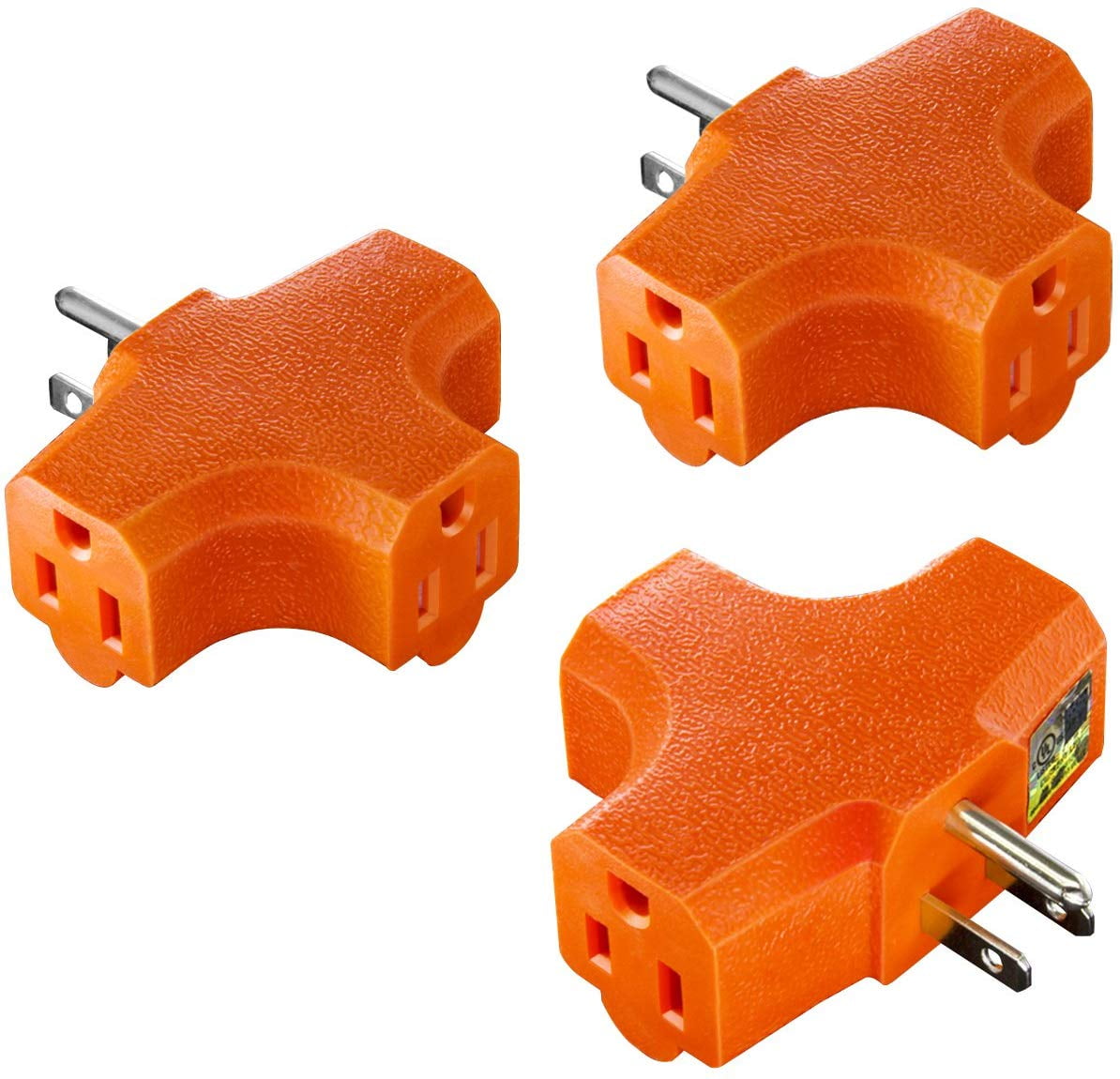 3-Outlet Grounding Adapter, Kasonic [UL Listed] Plug Extender; Heavy ...