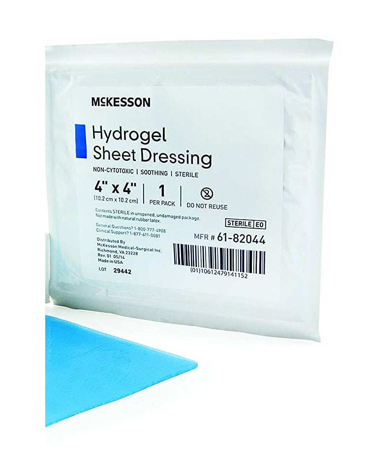 McKesson Hydrogel Dressing 4 X 4 Inch Square Sterile, 61-82044 - ONE ...