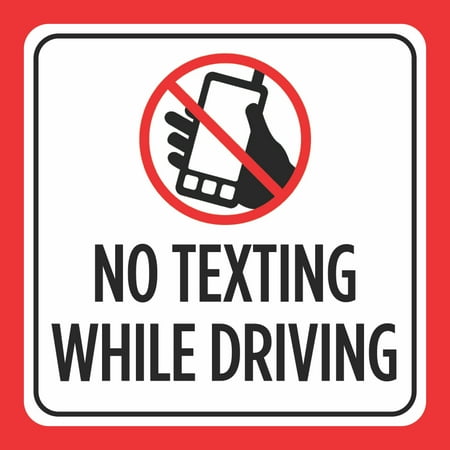 Aluminum No Texting While Driving Print Red White Black Picture Street ...