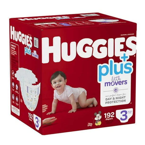 Huggies Little Movers Diapers Plus, Size 3 - 192 Diapers - Walmart.com