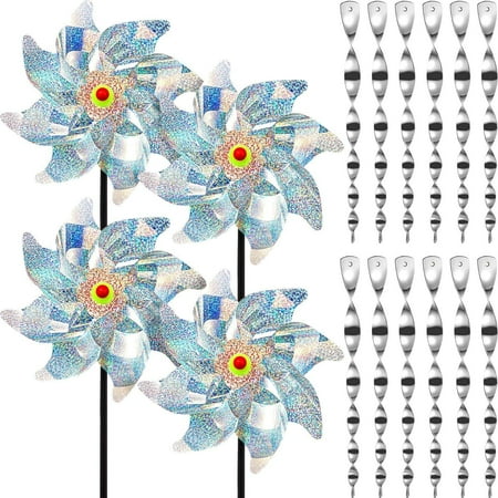 12 Pieces Bird Repellent Reflective Scare Rods Birds Deterrent Hanging ...